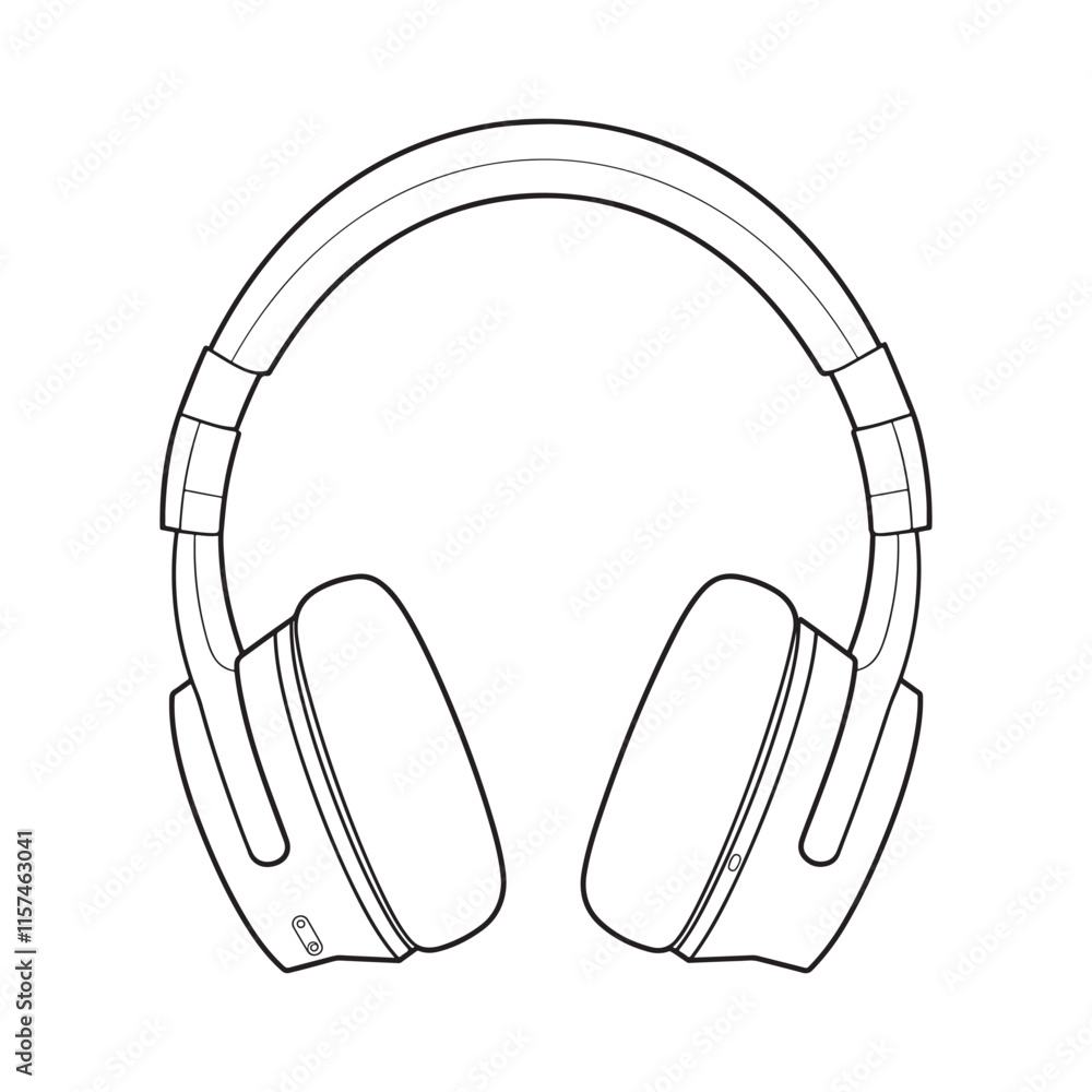 Headphones coloring page vector illustration, outline design Stock ...