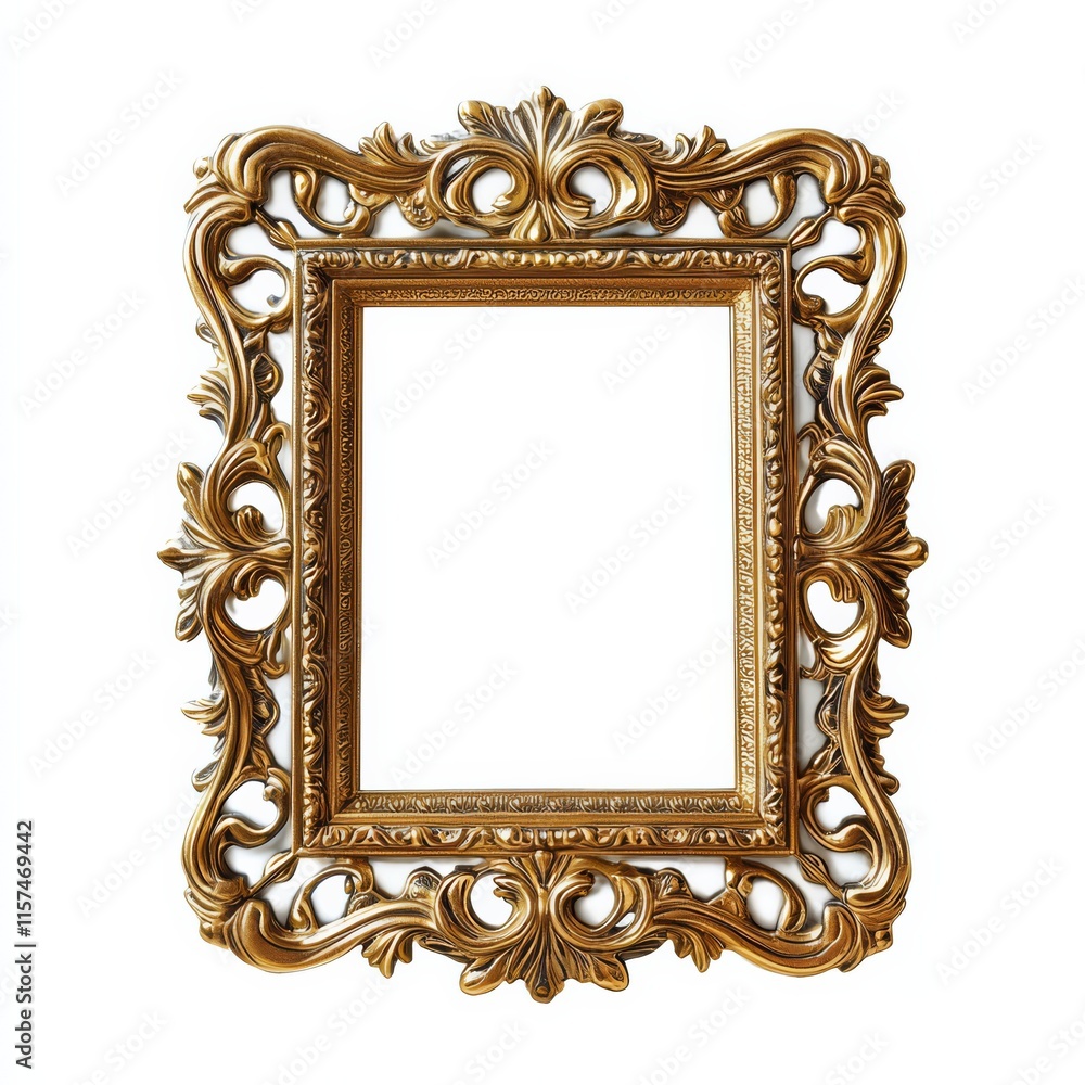 Gilded Rococo Picture Frame: An intricately carved golden frame with ...