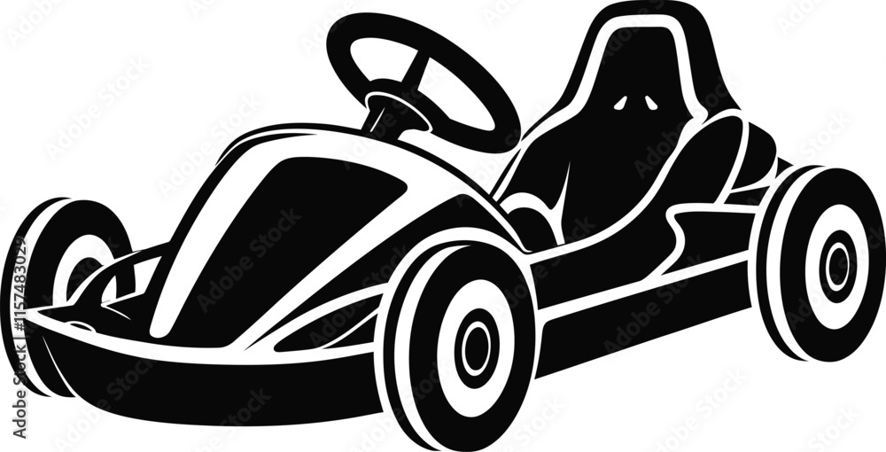 New style Go-Kart silhouette vector, Go-Kart line art vector Stock ...