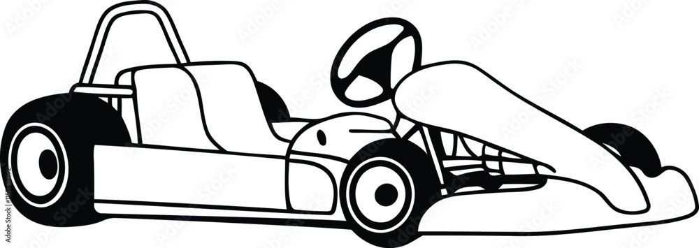 New style Go-Kart silhouette vector, Go-Kart line art vector Stock ...