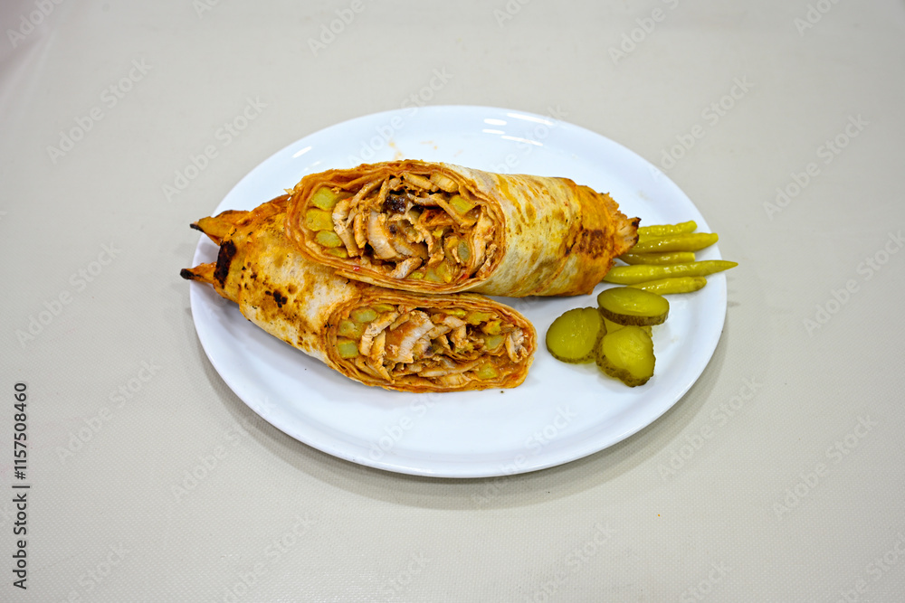 Meat Chicken Doner, between bread (Turkish Name : ekmek arasi et doner ...