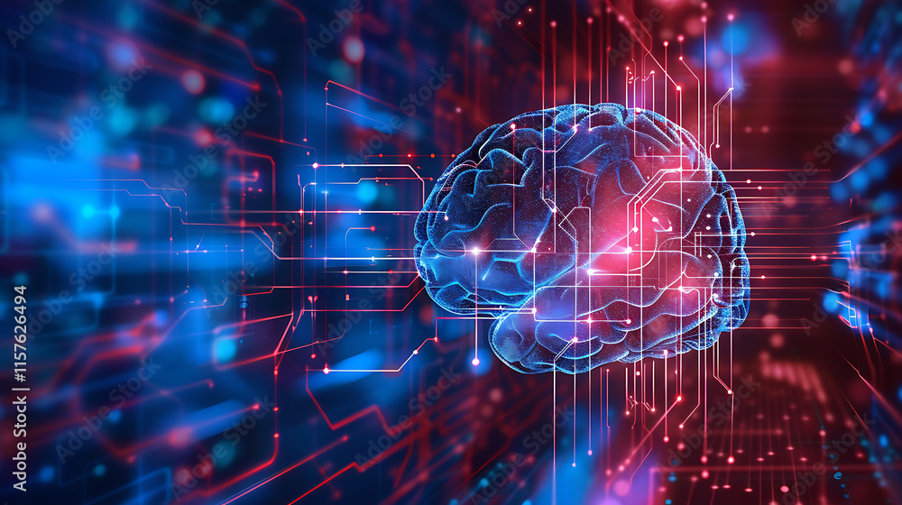 download stock photo of human brain on technology background ...