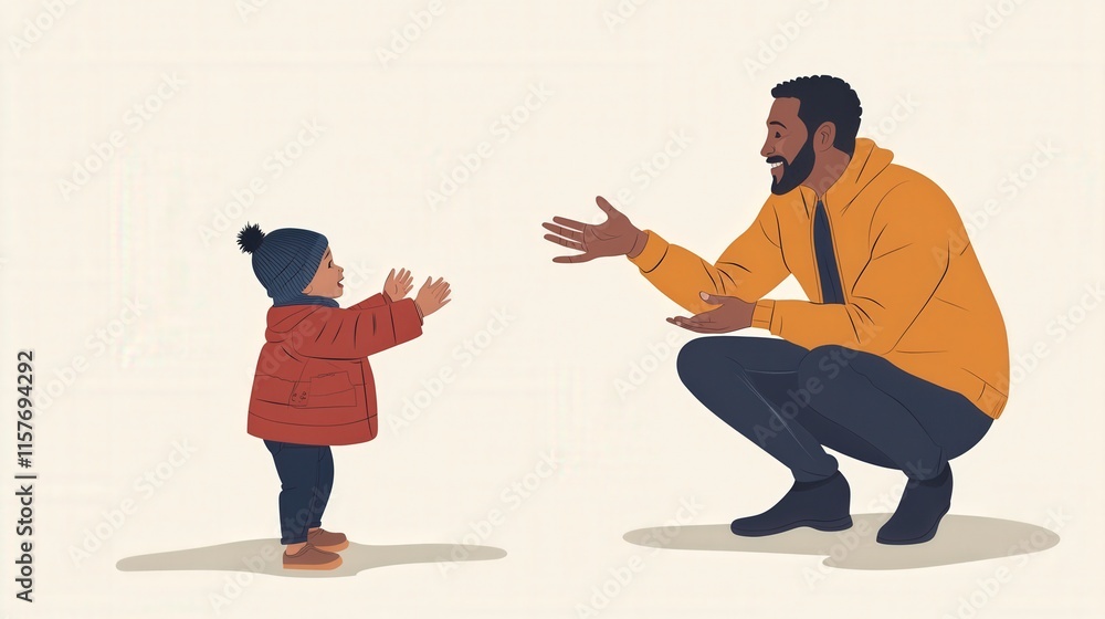 Loving Father and Child Moment: A Heartwarming Illustration of a Father ...