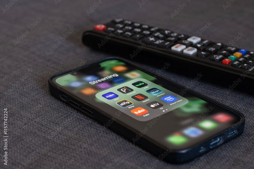 Daly City, CA, USA - Nov 27, 2024: Assorted streaming apps, including ...