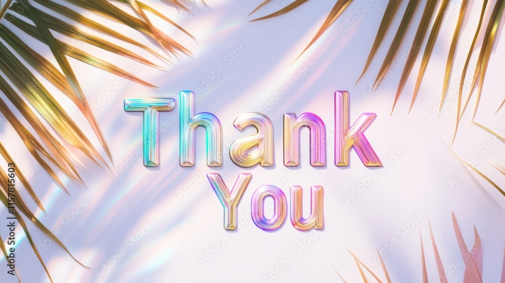 Ilustración de Stock Thank You in Rainbow Holographic Foil on White ...