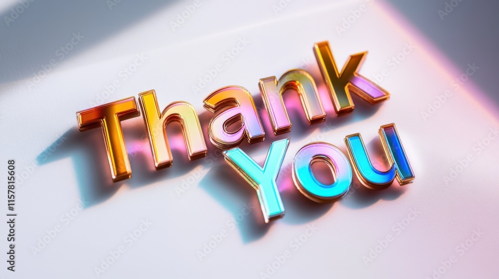 Thank You in Rainbow Holographic Foil on White Paper: Professional ...