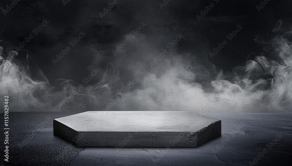 Elegant Podium on a Dark Smoke Background An Abstract Stage Texture ...