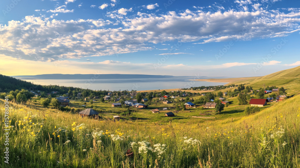 Beautiful summer panoramic landscape with view from Chersky stone to ...