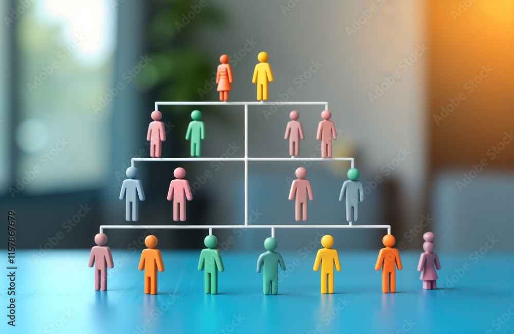 Colorful figures represent organizational structure. Hierarchical ...
