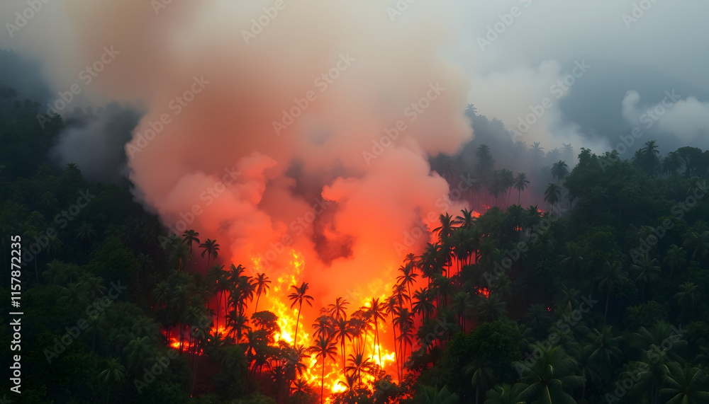 ภาพประกอบ Stock Bushfires in tropical forest release carbon dioxide ...