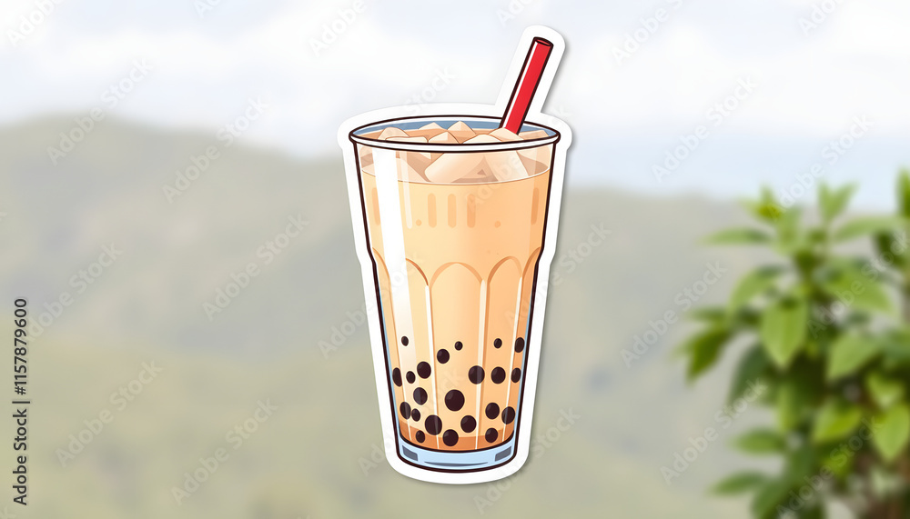 Boba tea png sticker, drink transparent background, realistic. isolated ...