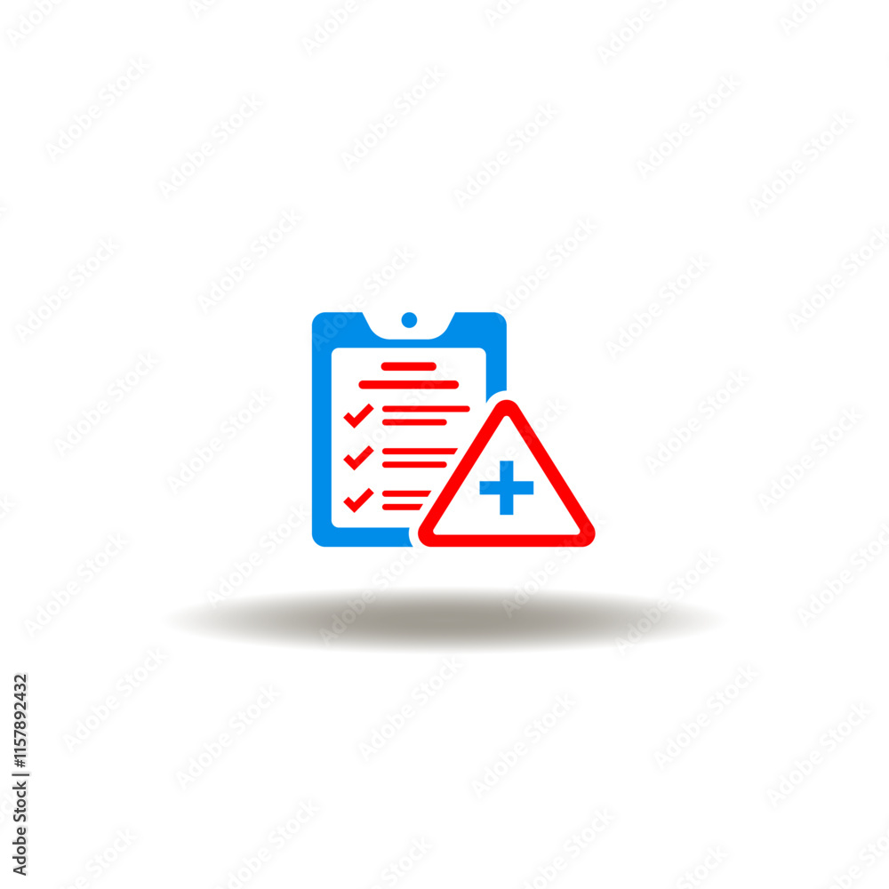 Vector illustration of checklist and attention health care sign with ...