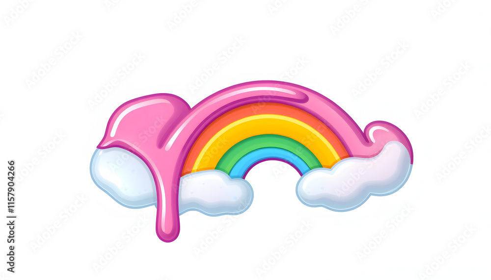 Rainbow gelato png sticker, 3D rendering, transparent background ...