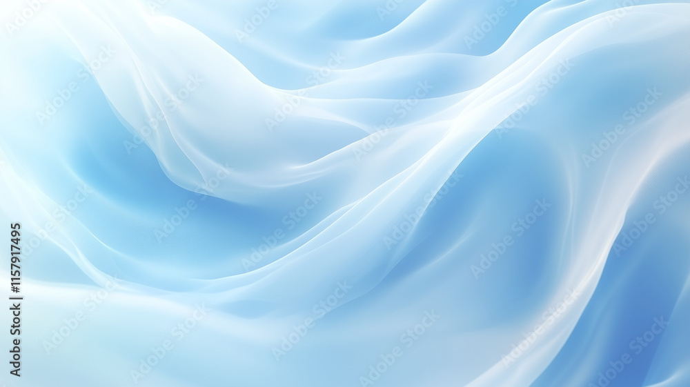 Serene Flowing Waves Background with Soft Blue and White Gradient ...