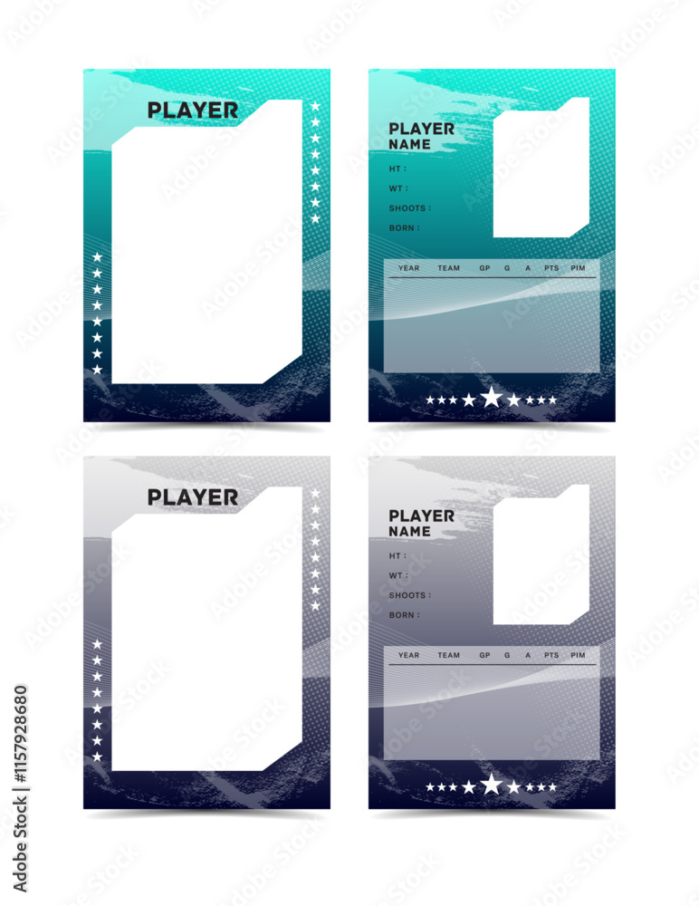 Sport player trading card frame border template design front and back ...