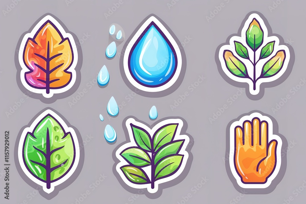 image of Set dermatologically tested vector label with water drop, leaf ...