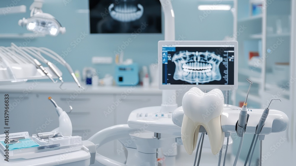 Step-by-step infographic of a root canal procedure on a tooth model ...