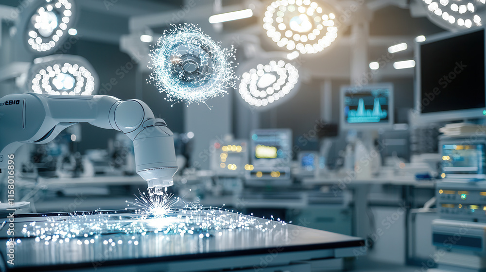 innovative AI assisted robotic arm performing precise tasks in modern ...