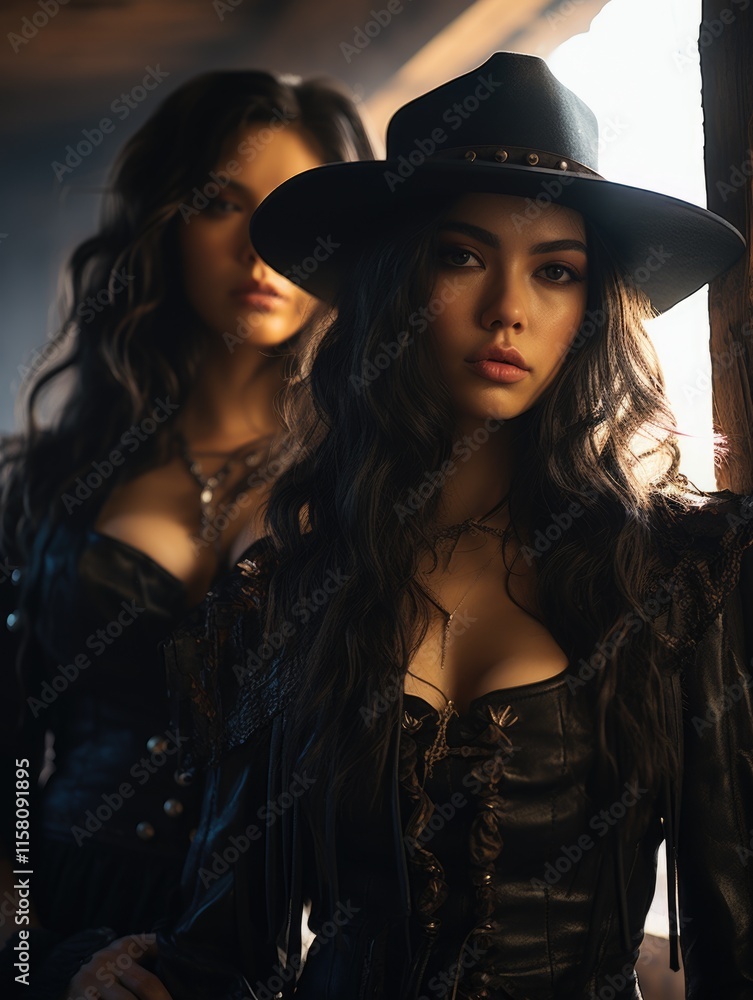 Wild west women: cowboy hats, frontier adventure, rugged charm, western heritage, iconic look ...