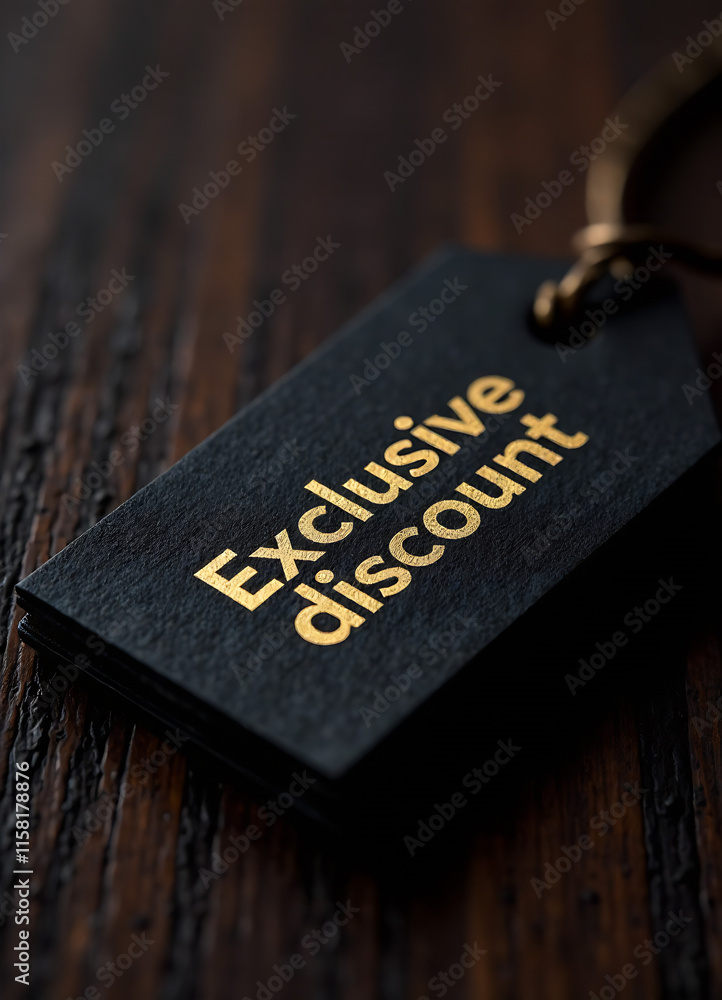 Black tag with gold text reading 'Exclusive Discount' giving a premium ...