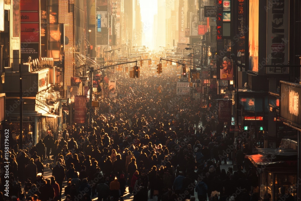 Overcrowded city streets come alive with bustling crowds in a vibrant ...