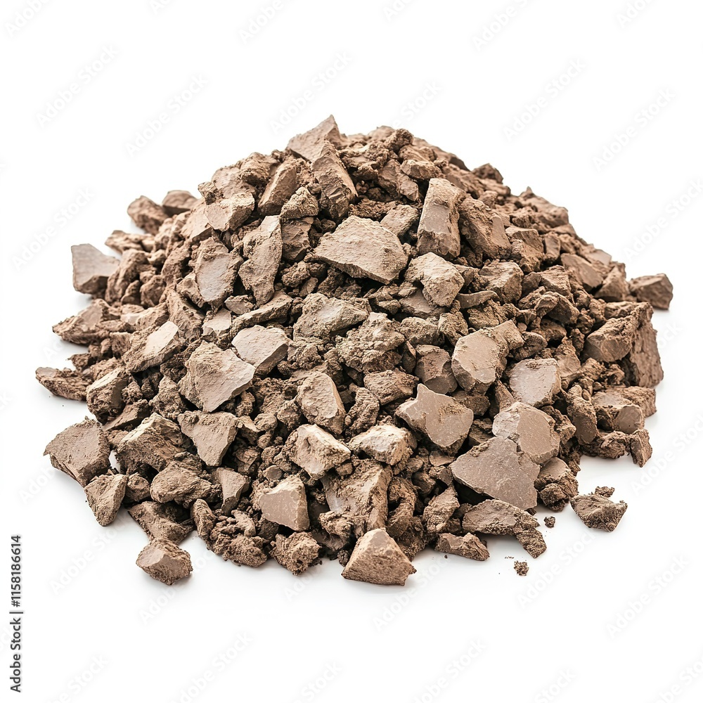 Pile of expanded clay drainage isolated on a clean white background ...