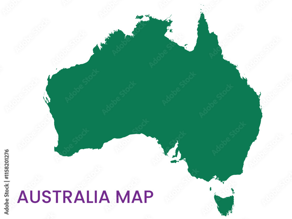 High detailed map of Australia. Outline map of Australia. Oceania Stock ...