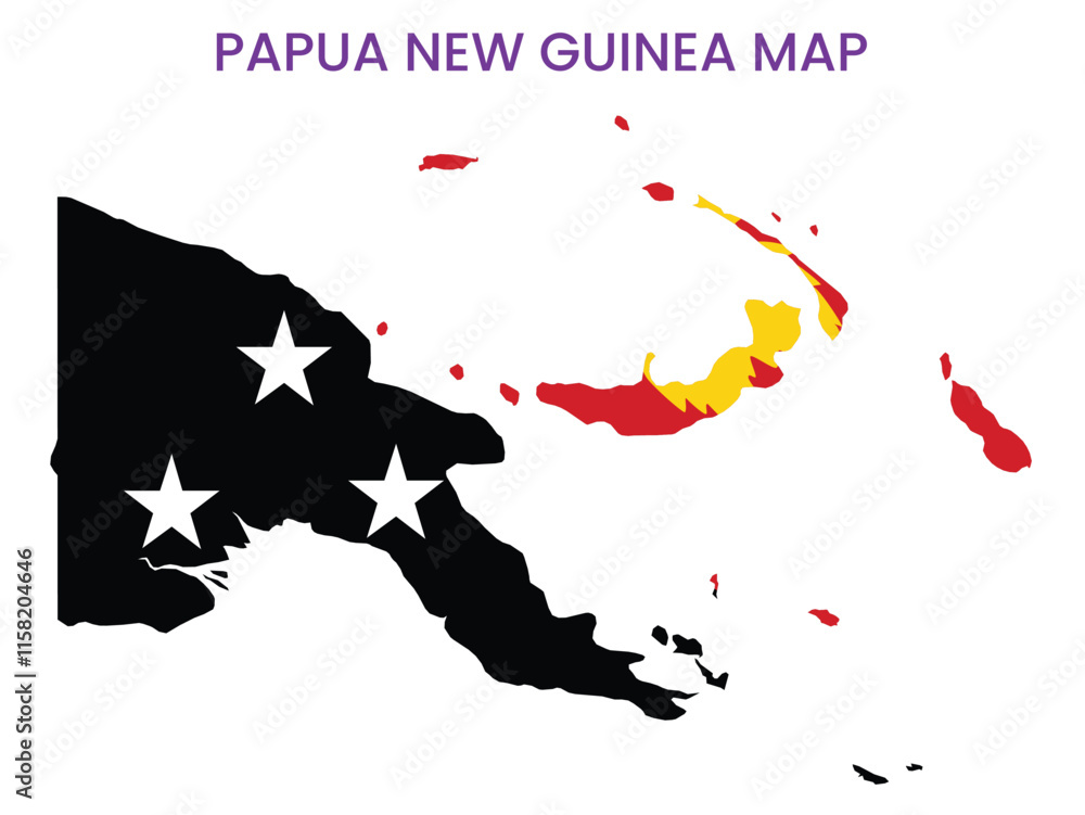 High detailed map of Papua New Guinea. Outline map of Papua New Guinea ...
