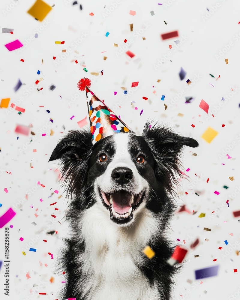 Border Collie celebrating 2025. Featuring a grand New Year s backdrop ...