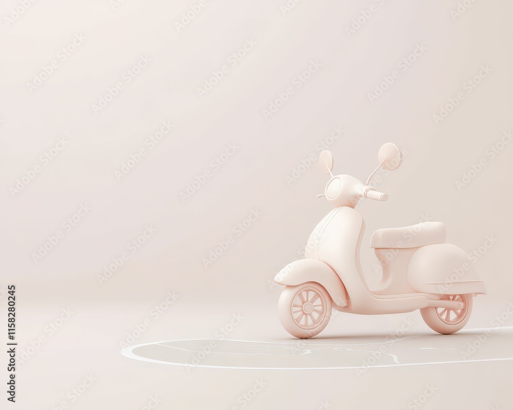 3d minimalist motorcycle travel route on a map artistic display modern ...