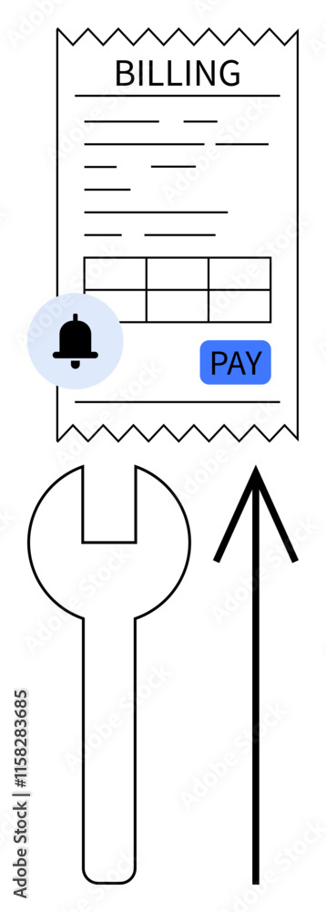 Vector de Stock Billing receipt with pay button, notification bell ...