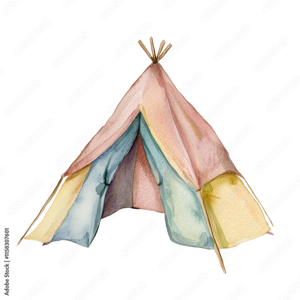 Colorful Hand-Drawn Tent Illustration with Unique Shape and Fabric ...