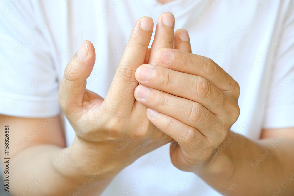 Hands of computer users have pain and injury to the fingers. From ...