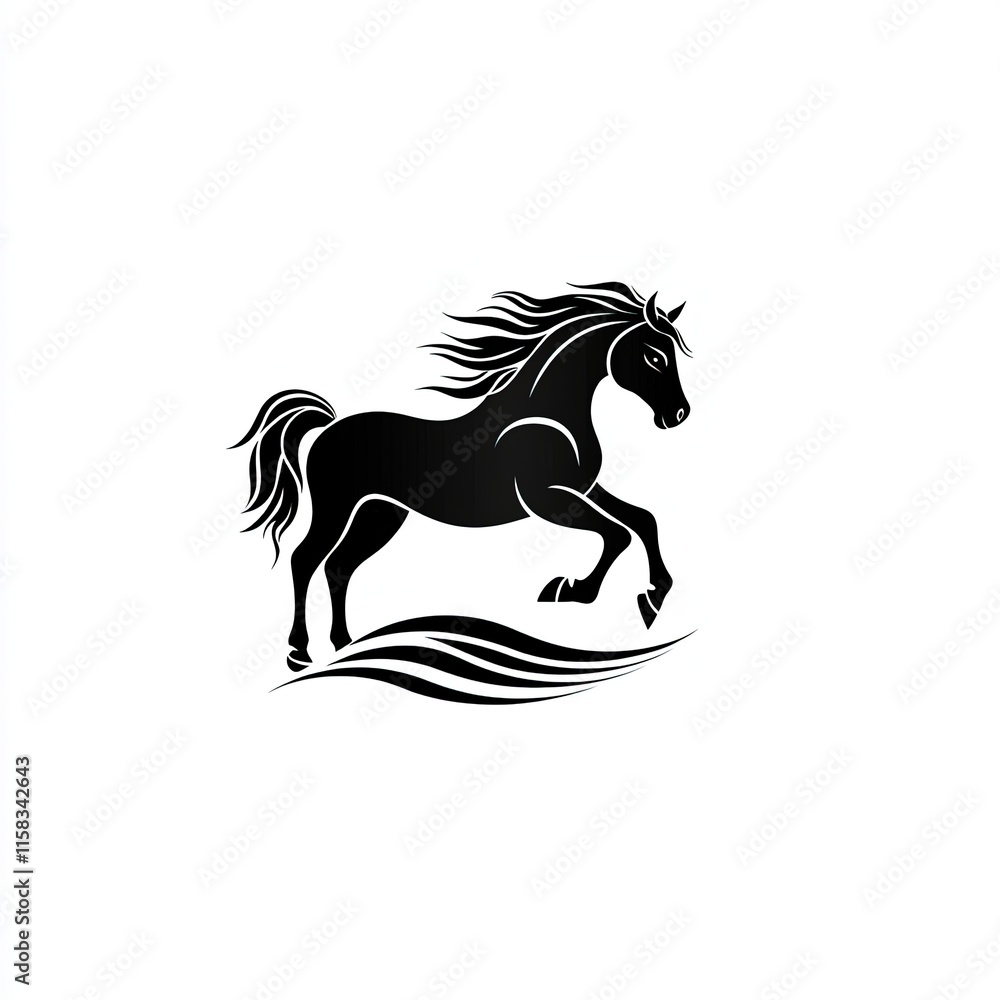 Design of black horse icon logo illustration isolated on white ...