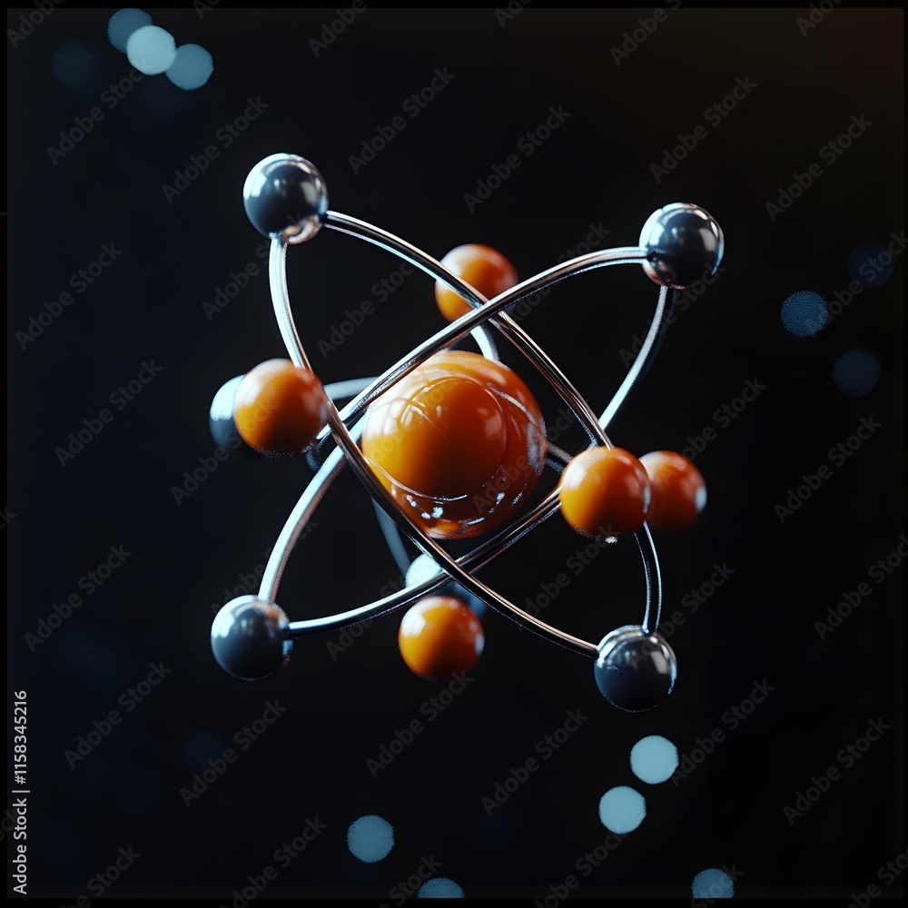 3d Model Of An Atom With Electrons Orbiting The Nucleus Symbolizing