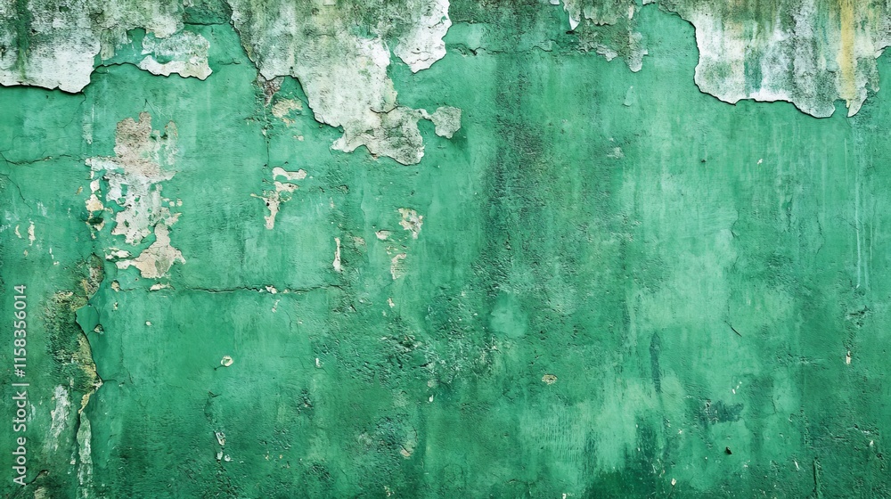 Vintage green textured wall background with weathered, aged surface for ...