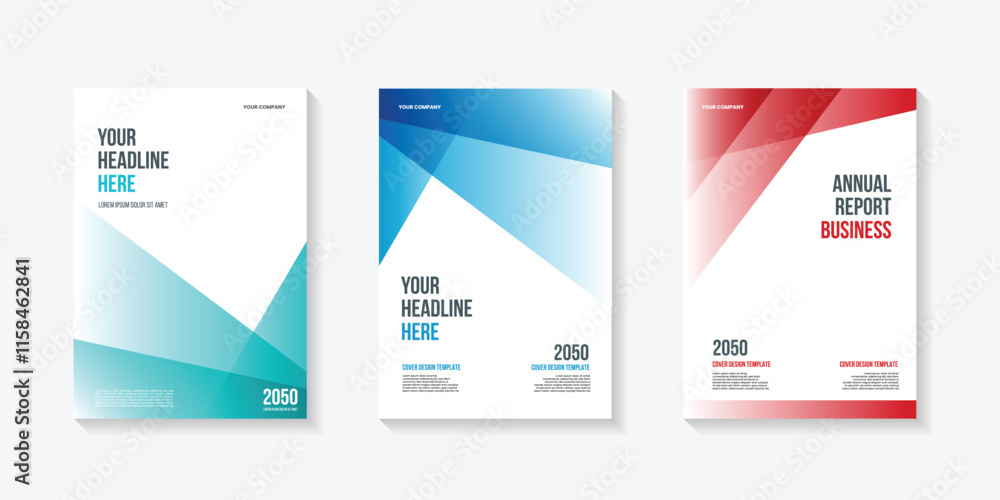 Modern folding ribbon theme book cover template in gradient color. A4 ...