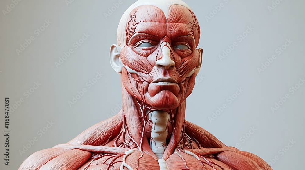 Realistic 3D model of human muscles with muscle fibers and blood ...