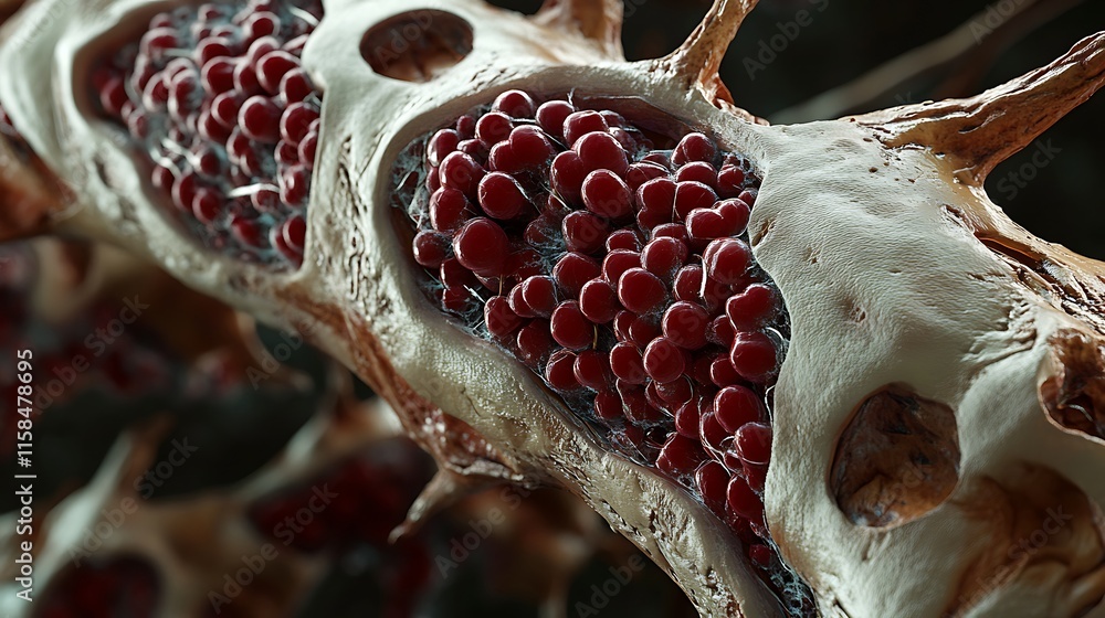 Ilustración de Stock 3D model of human bone marrow showing blood cell ...