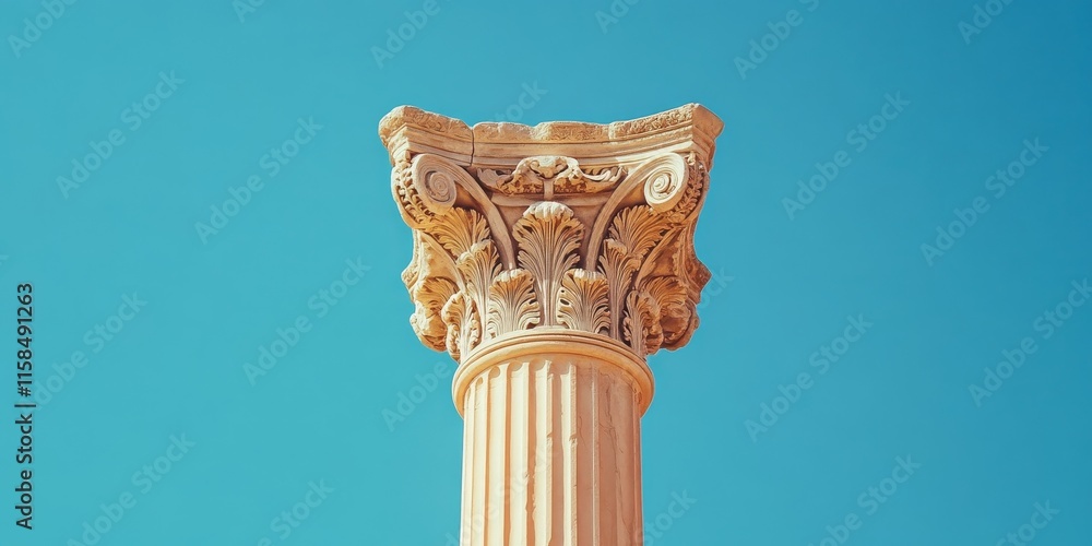 Classical ancient Greek column featuring fluted design and ornate ...