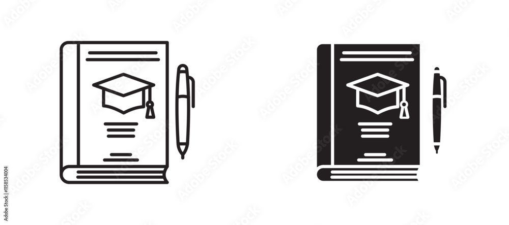 Thesis icons in outline and fill. vector illustration for ui. Stock ...