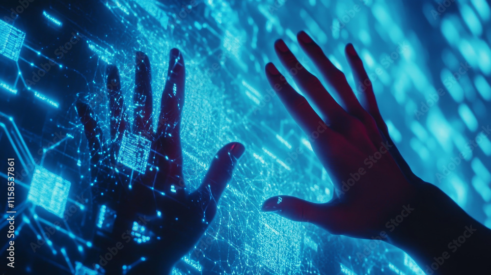 abstract technology background business science consist : hands hi tech ...