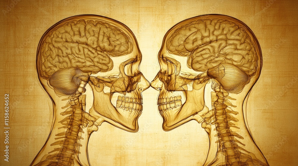 Human anatomy study detailed skull and brain comparison science lab ...