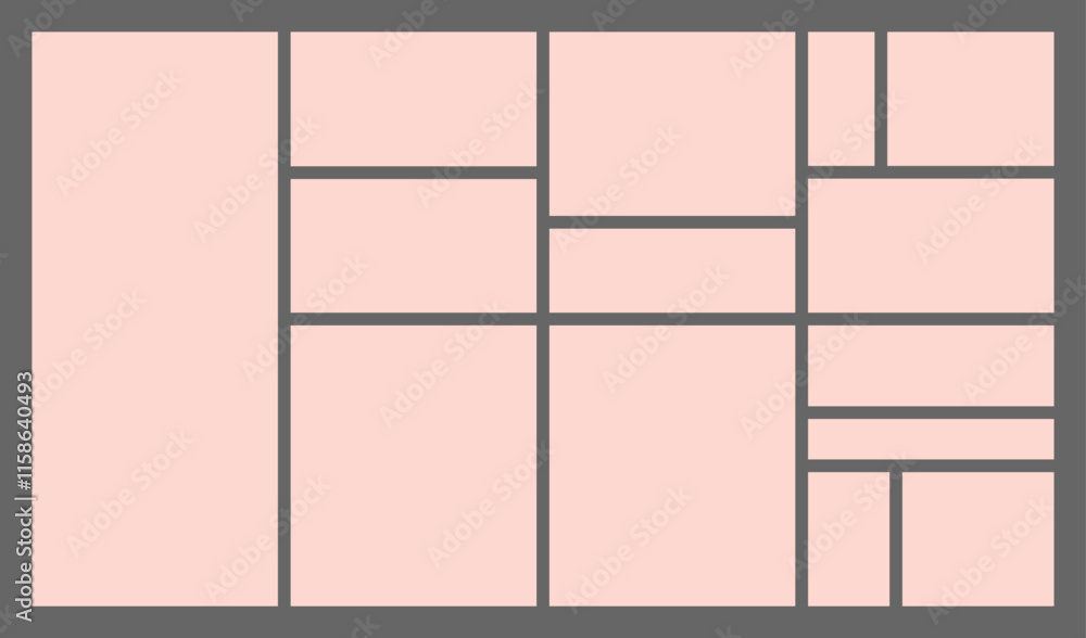 Dimensions 16x9 trendy bento grid layout style brick Ui UX templates ...