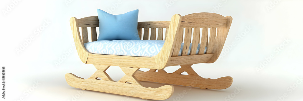 Wooden Baby Cradle Rocker 3D Model Render Stock Illustration | Adobe Stock