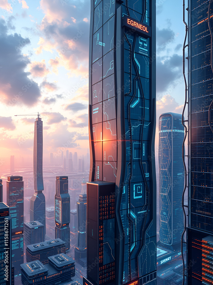 Futuristic Technocratic Conglomerate Headquarters A Global AI ...