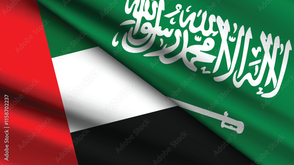 High Quality background with Two Flags of Saudi Arabia and UAE Stock ...