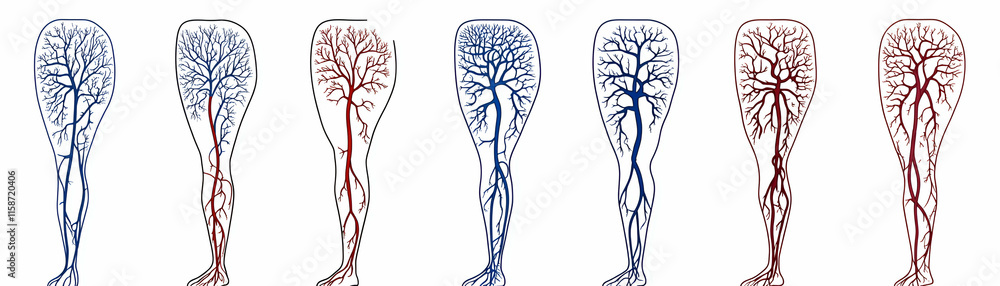 Human Leg Vascular System, Arteries and Veins Detailed Illustration ...