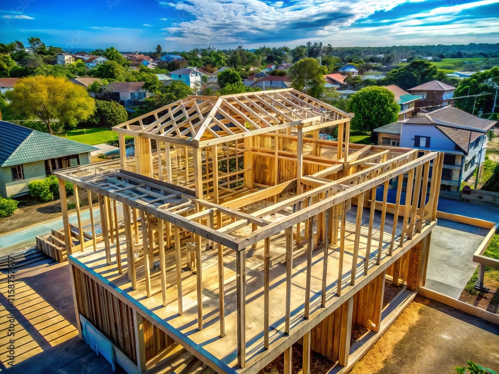 Australian Suburban House Construction, Timber Frame Home Building ...