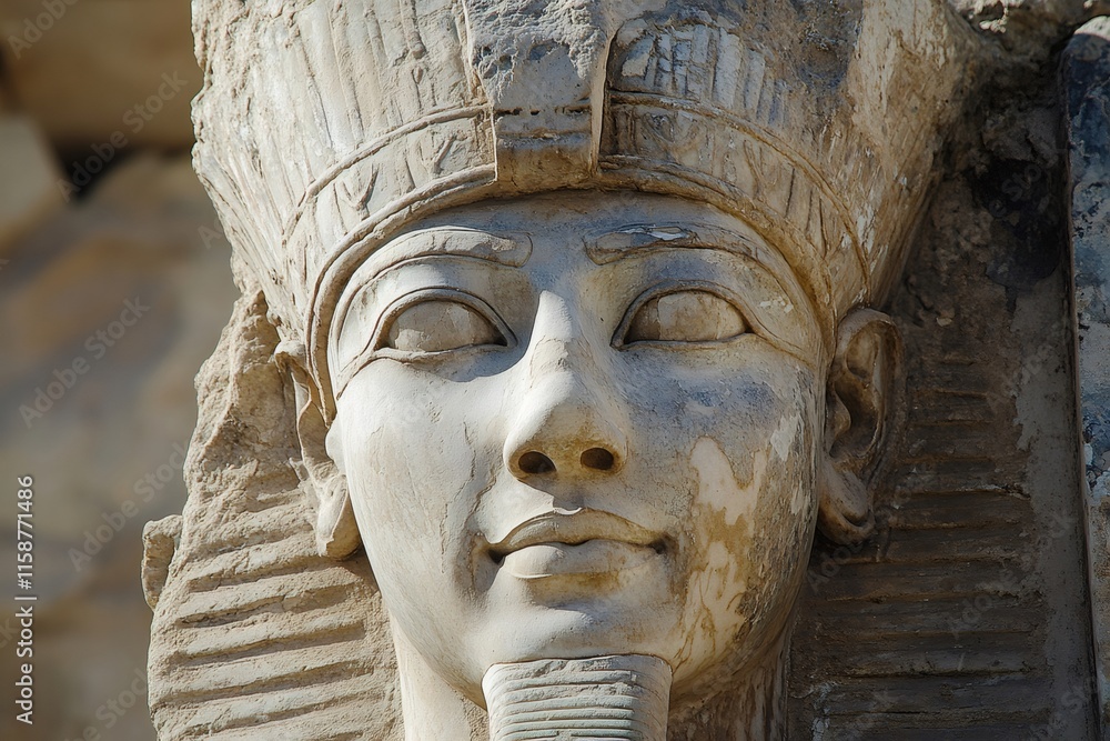 Majestic statue of ramses ii wearing nemes crown in luxor temple Stock ...